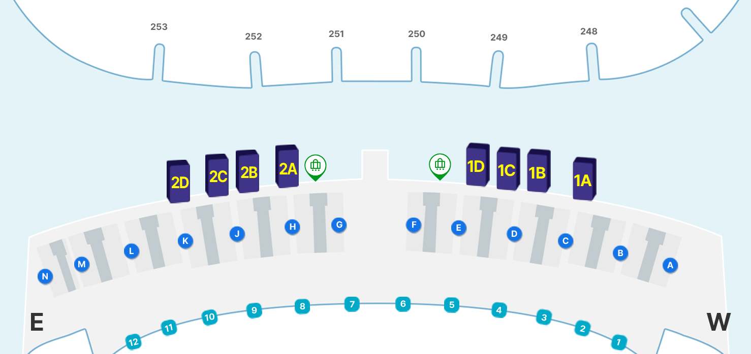 위쪽으로 면세지역이며 1~2번까지의 출국장 아래쪽으로 일반지역이다. 일반지역에 A~H까지의 체크인 카운터가 있고 ,E와 D ...